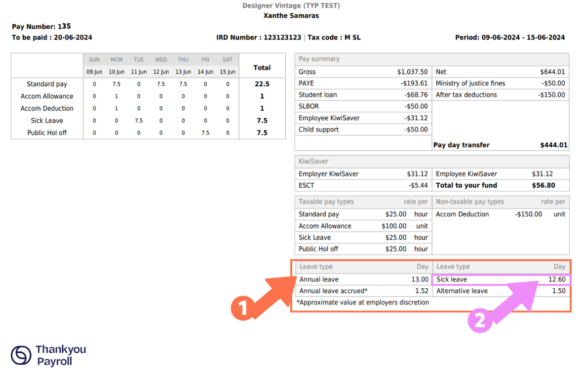 How to Show Leave Balances on the Employee's Payslip